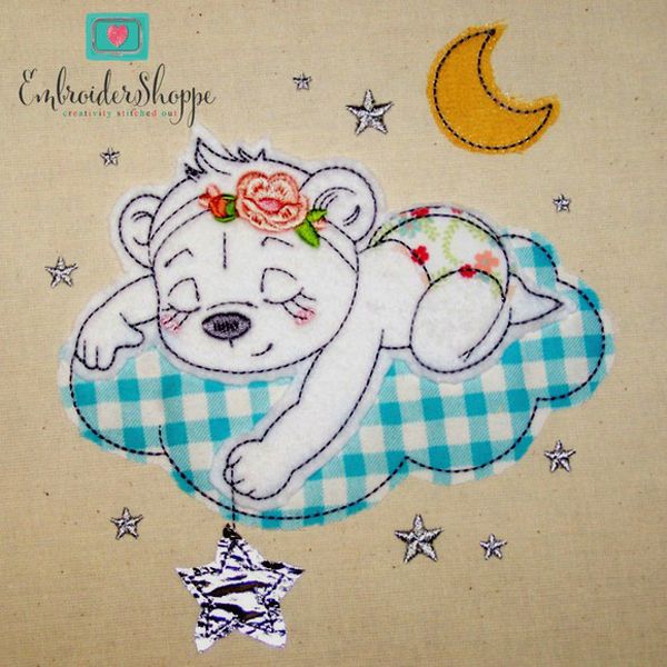 Sleeping Bertha Bear Raw Edge Applique | OregonPatchWorks
