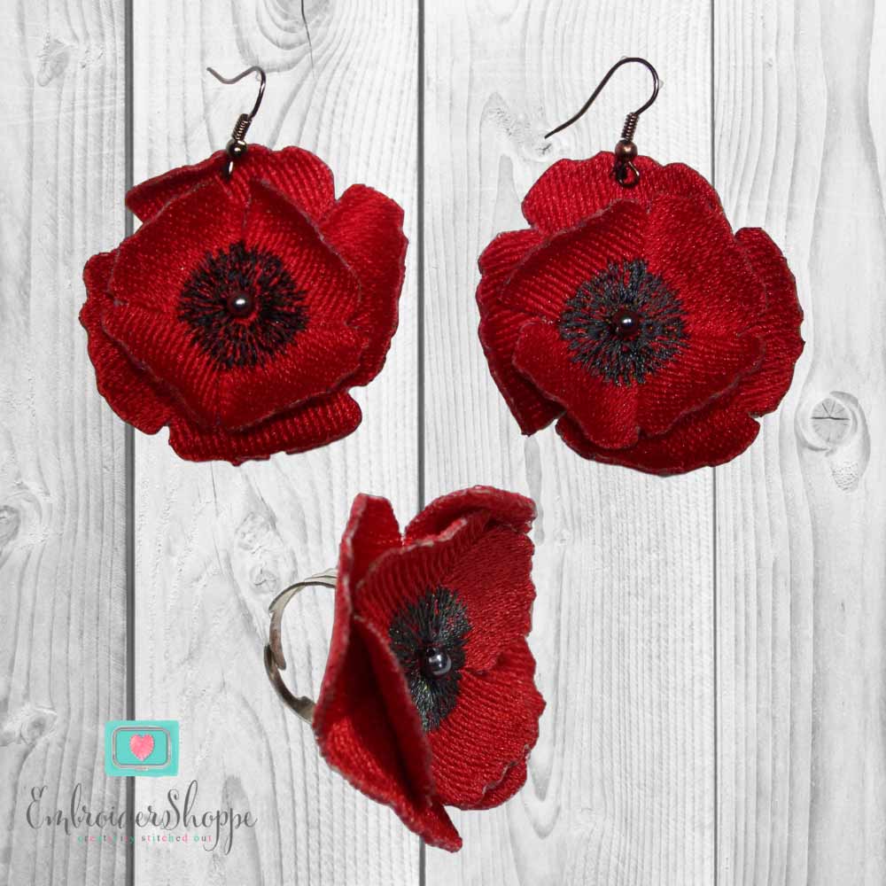 Poppy Earrings And Ring | OregonPatchWorks