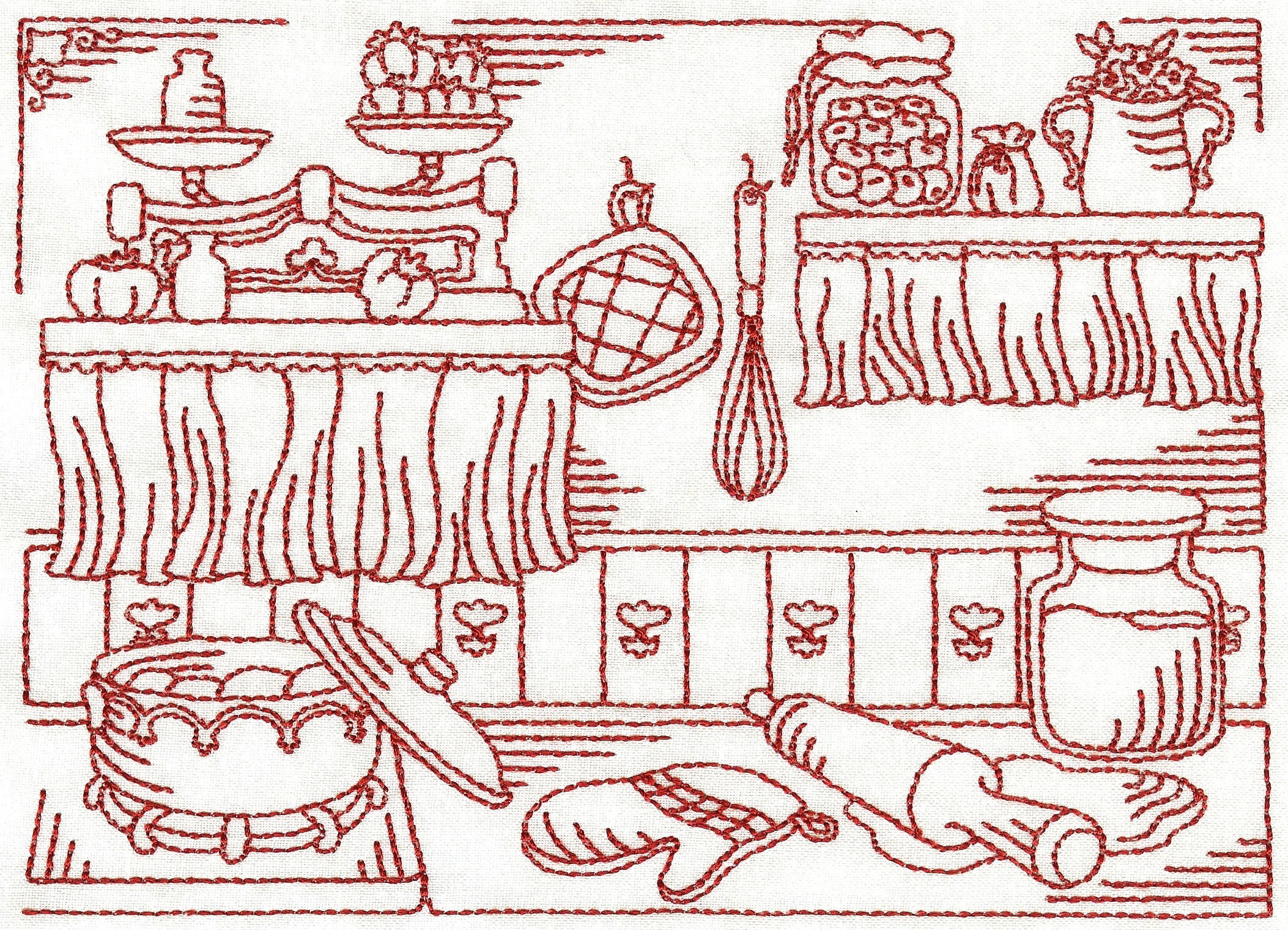 Old Kitchen Redwork Limited Edition | OregonPatchWorks