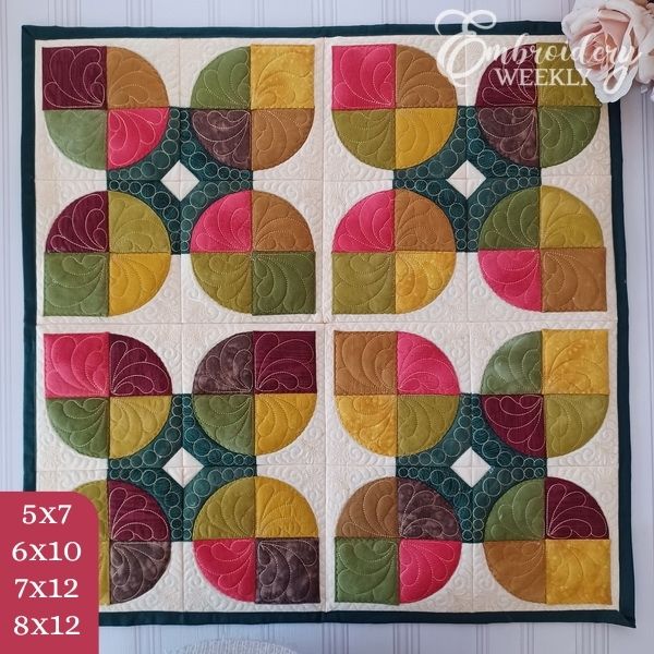 Drunkards Path Flower Quilted Block | OregonPatchWorks
