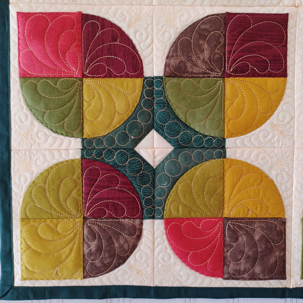 Drunkards Path Flower Quilted Block | OregonPatchWorks