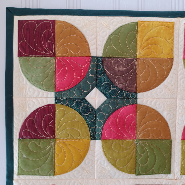 Drunkards Path Flower Quilted Block | OregonPatchWorks