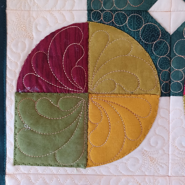 Drunkards Path Flower Quilted Block | OregonPatchWorks