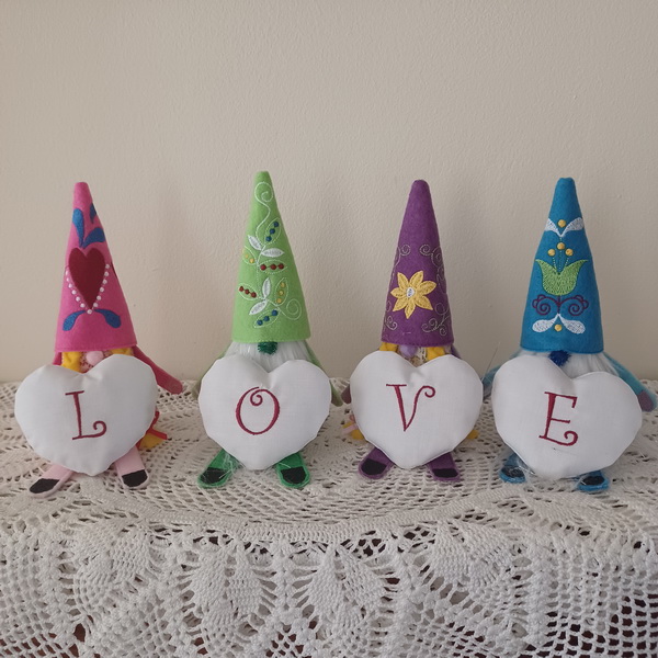 Happy Gnomes and Heart Alpha Cushions | OregonPatchWorks