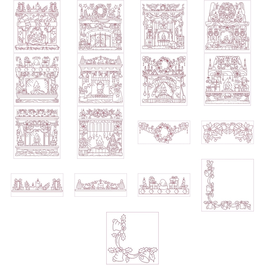 Redwork Christmas Fireplace | OregonPatchWorks