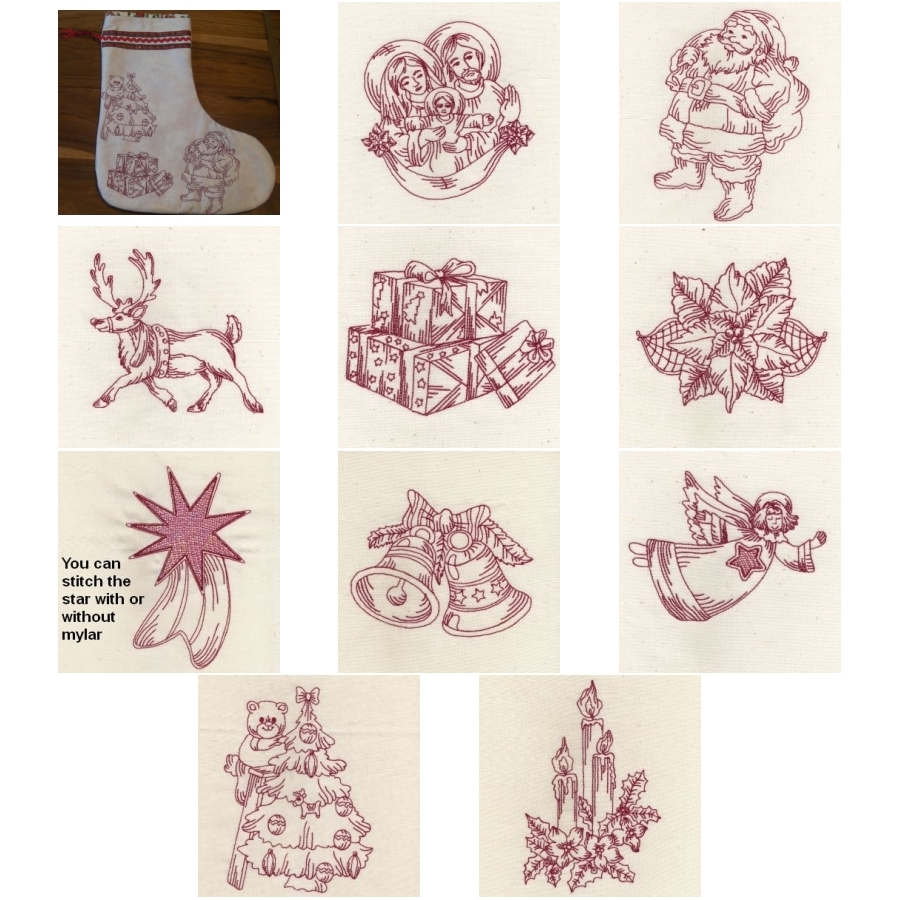 Christmas Redwork | OregonPatchWorks