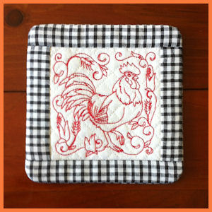 In the hoop Rooster Coasters