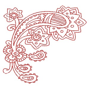Redwork Paisley