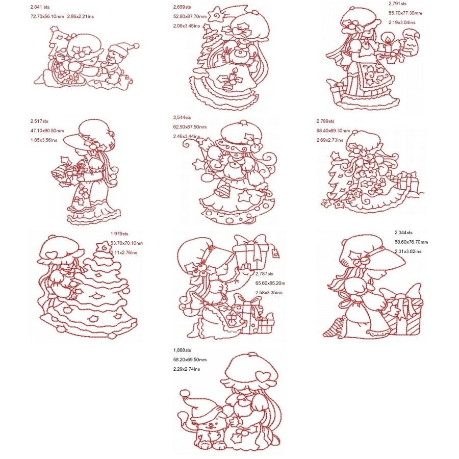 Redwork Sunbonnets Christmas | OregonPatchWorks