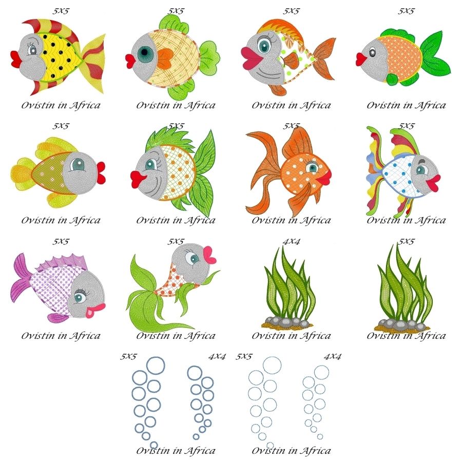 Sassy Applique Fish 5x5 | OregonPatchWorks