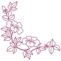 Redwork Flower Corner | OregonPatchWorks