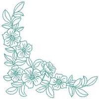 Redwork Flower Corner | OregonPatchWorks