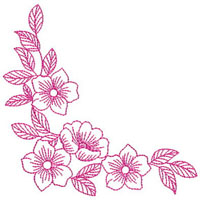 Redwork Flower Corner | OregonPatchWorks