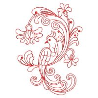 Redwork Rosemaling Bird