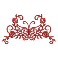 Redwork Butterfly And Roses | OregonPatchWorks