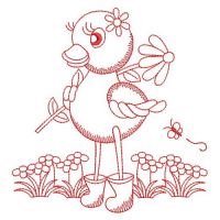 Redwork Spring Duck