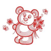 Redwork Cute Teddy Bear | OregonPatchWorks