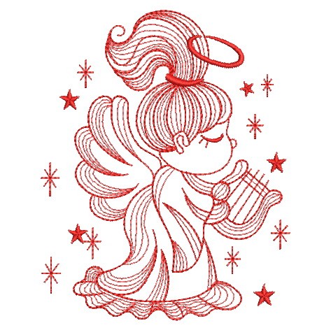 Redwork Cute Angels | OregonPatchWorks