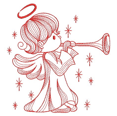 Redwork Cute Angels | OregonPatchWorks
