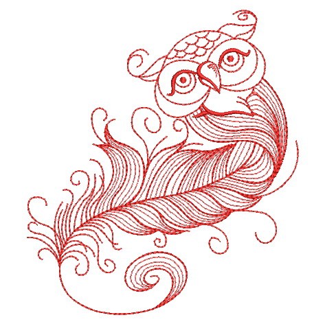 Redwork Owl Feather | OregonPatchWorks