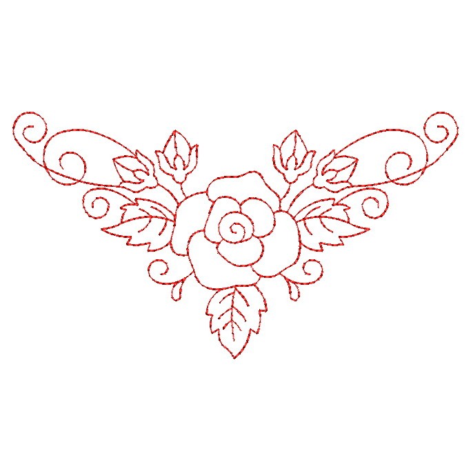 Redwork Pretty Roses 2 | OregonPatchWorks