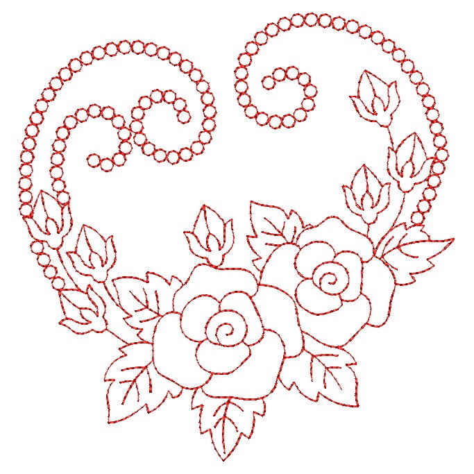 Redwork Pretty Roses 2 | OregonPatchWorks