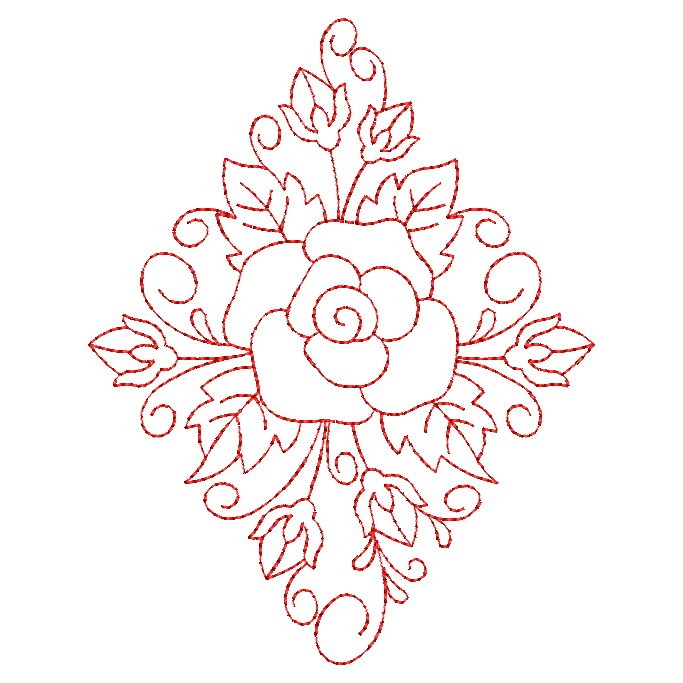 Redwork Pretty Roses 2 | OregonPatchWorks