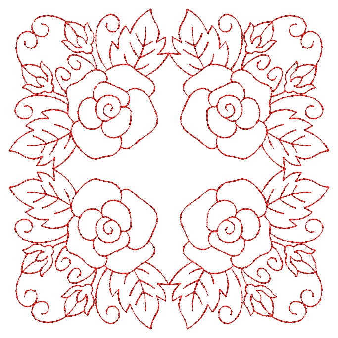 Redwork Pretty Roses 2 | OregonPatchWorks