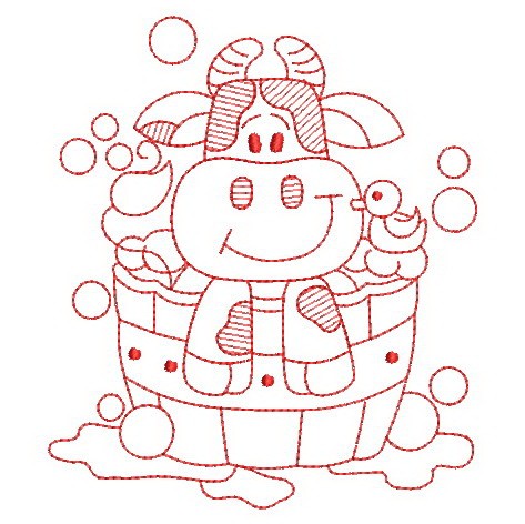 Redwork Cute Farm Animals