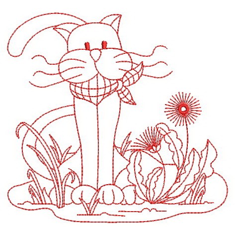 Redwork Cute Farm Animals