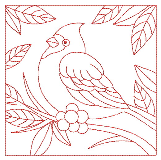 Redwork Birds Quilt