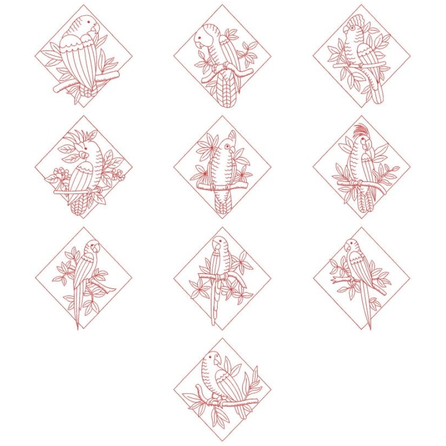 Redwork Parrot 7 | OregonPatchWorks