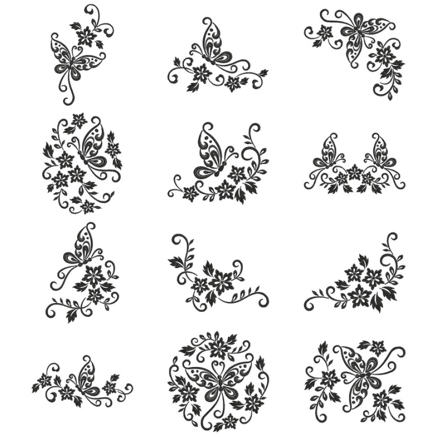 Blackwork Curly Butterfly | OregonPatchWorks