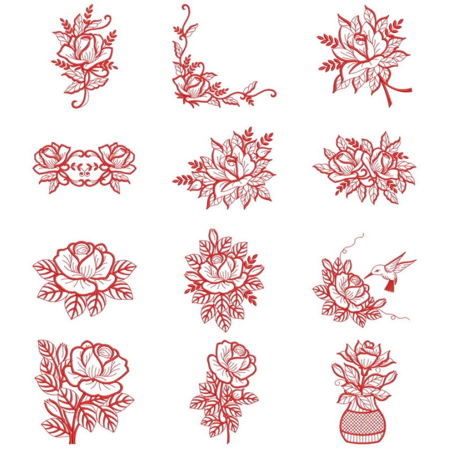 Redwork Roses 2 | OregonPatchWorks