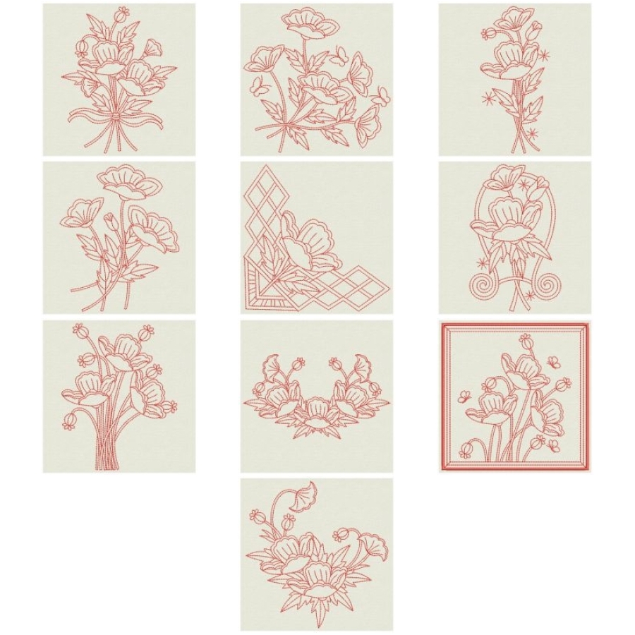 Redwork Poppy | OregonPatchWorks