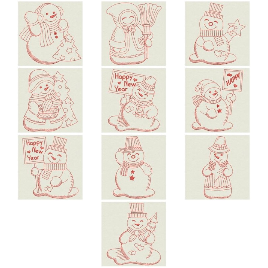 Redwork Snowmen | OregonPatchWorks