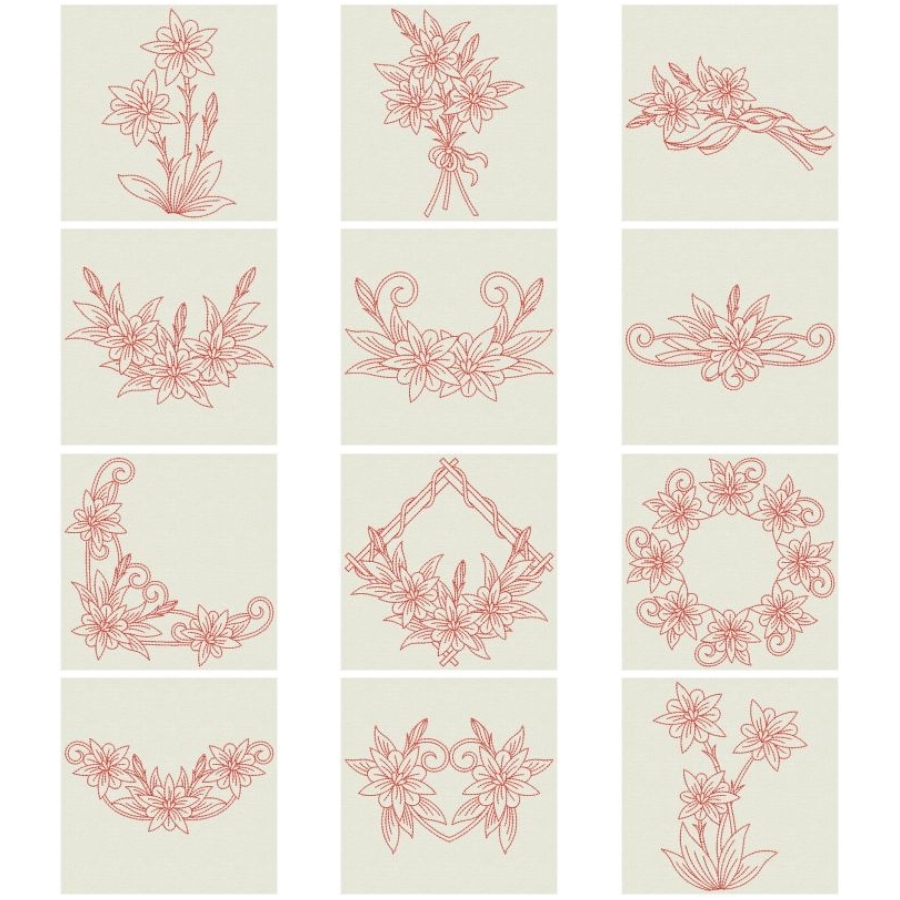 Redwork Flowers 2 | OregonPatchWorks
