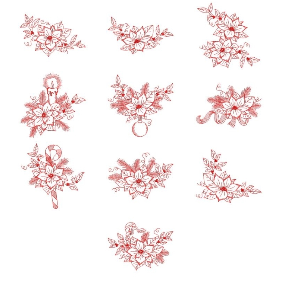 Redwork Christmas Poinsettia | OregonPatchWorks