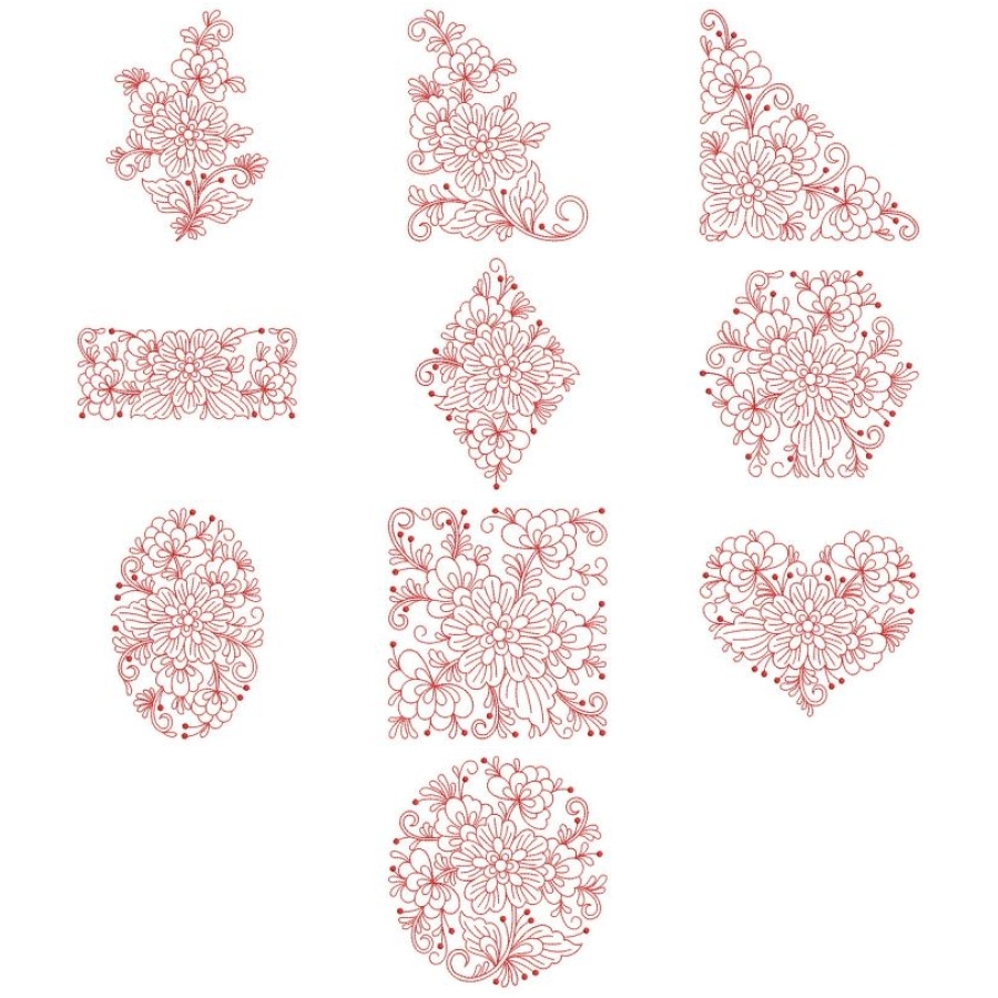 Redwork Rosemaling Flowers | OregonPatchWorks