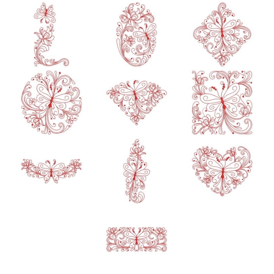 Redwork Rosemaling Butterfly | OregonPatchWorks