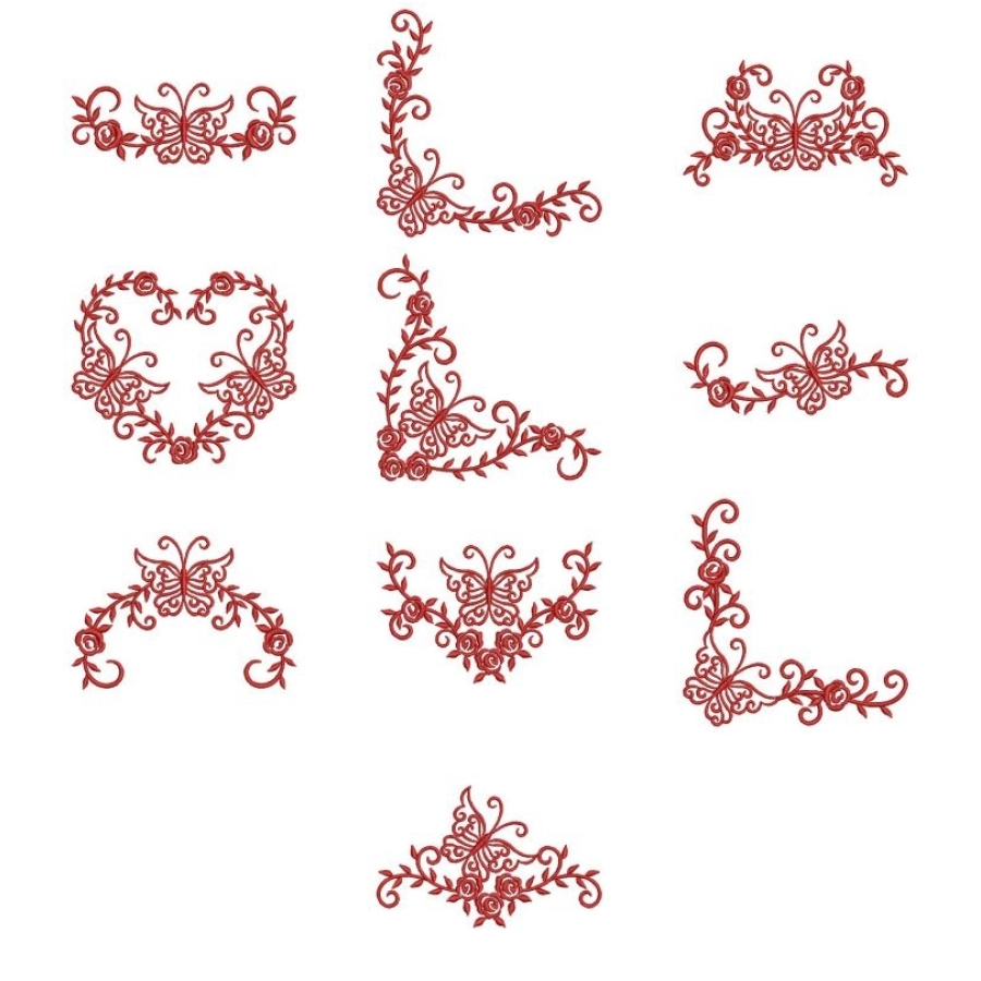 Redwork Butterfly And Roses | OregonPatchWorks