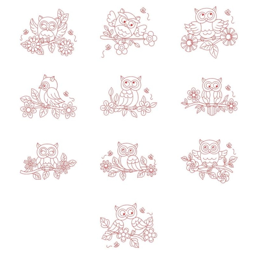 Redwork Cute Owls | OregonPatchWorks