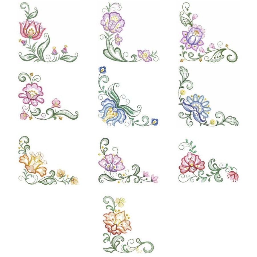 Rippled Jacobean Flower Corners | OregonPatchWorks