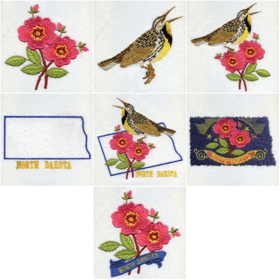 North Dakota Bird And Flower | OregonPatchWorks