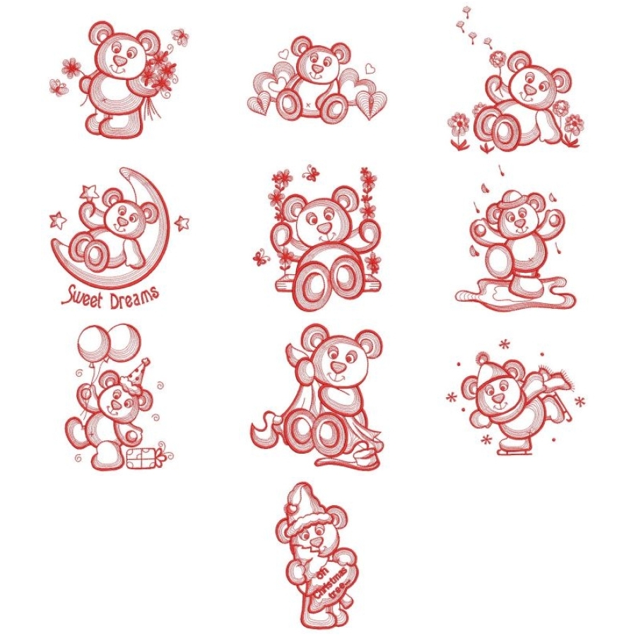 Redwork Cute Teddy Bear | OregonPatchWorks