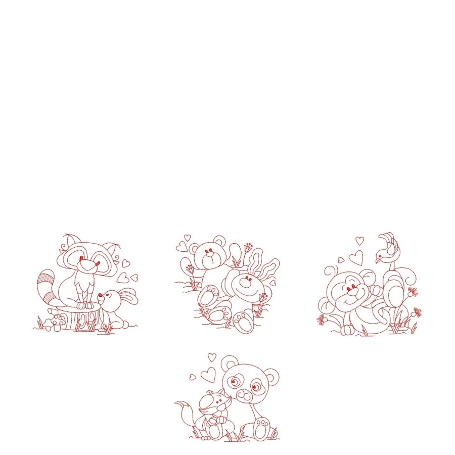 Redwork Cartoon Animal Friends | OregonPatchWorks