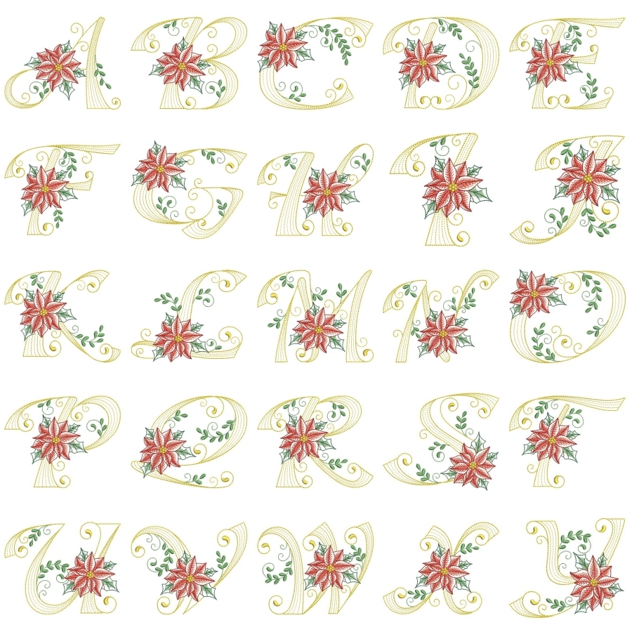 Christmas Poinsettia Alphabet | OregonPatchWorks