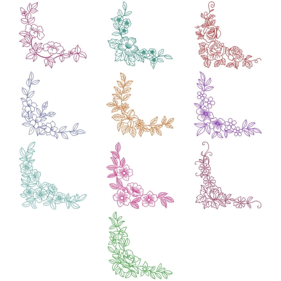 Redwork Flower Corner | OregonPatchWorks