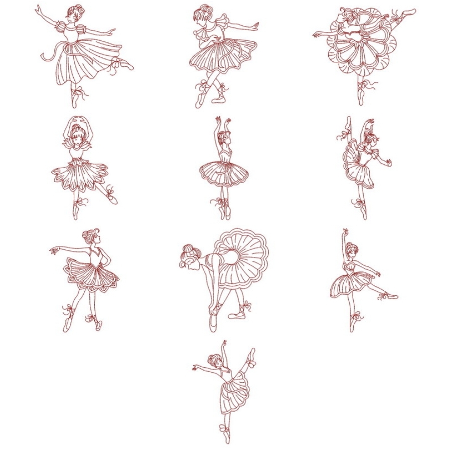 Redwork Dancing Girls | OregonPatchWorks