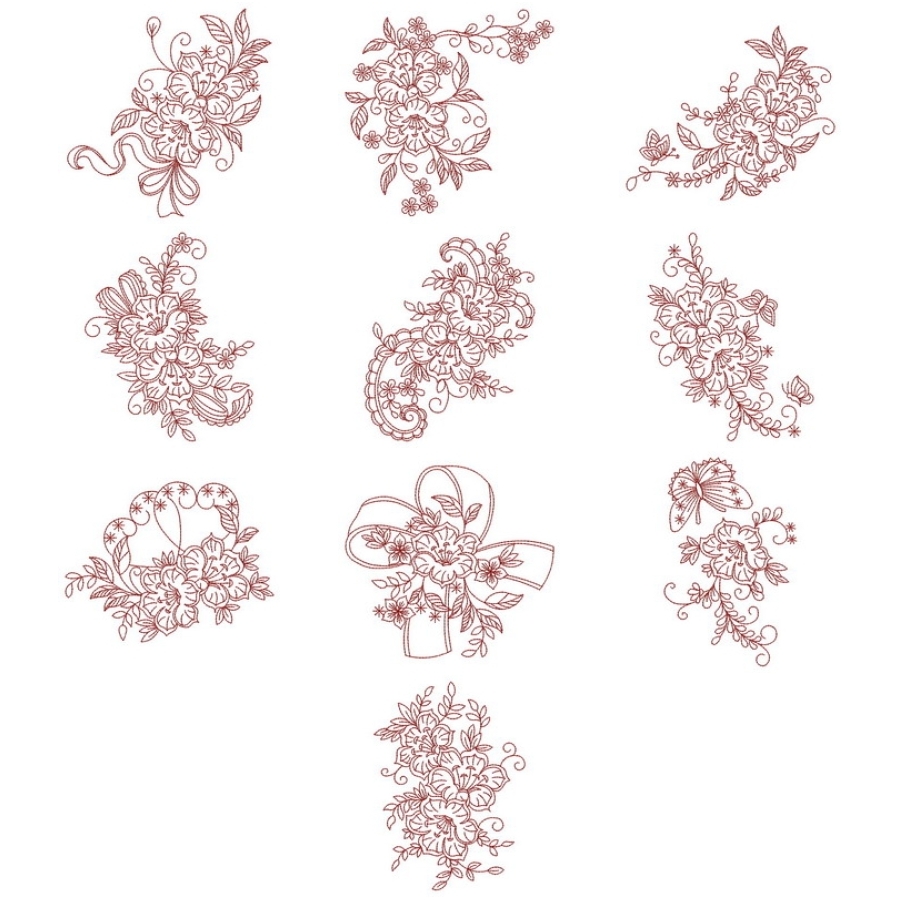 Redwork Flowers | OregonPatchWorks